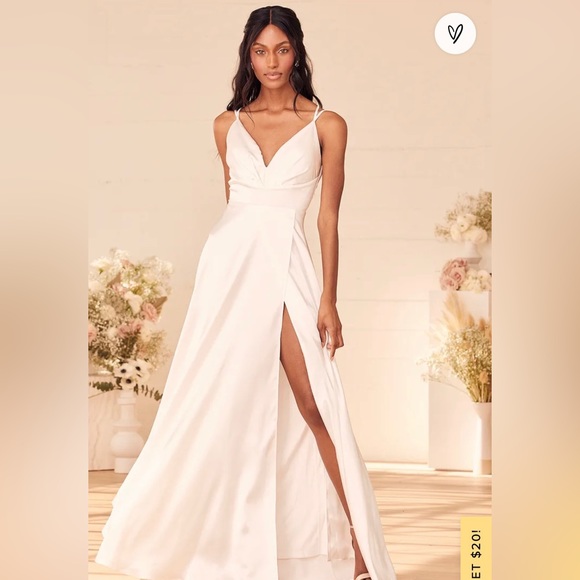 Lulus | Dresses | Lulus White Satin Maxi Dress | Poshmark